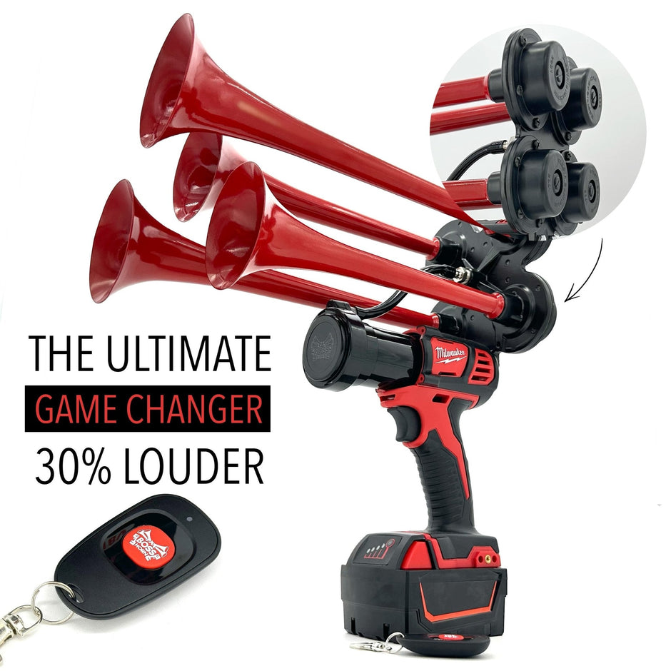 Train Horns made from an Impact Drill with Remote Control – Horngun